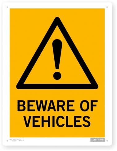 Beware of Vehicles - Hazard Sign W002 - Kiwi Hygiene Supplies