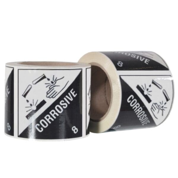 CORRISIVE 8 Rippa PET Labels 96mm x 100mm x 50m - Kiwi Hygiene Supplies