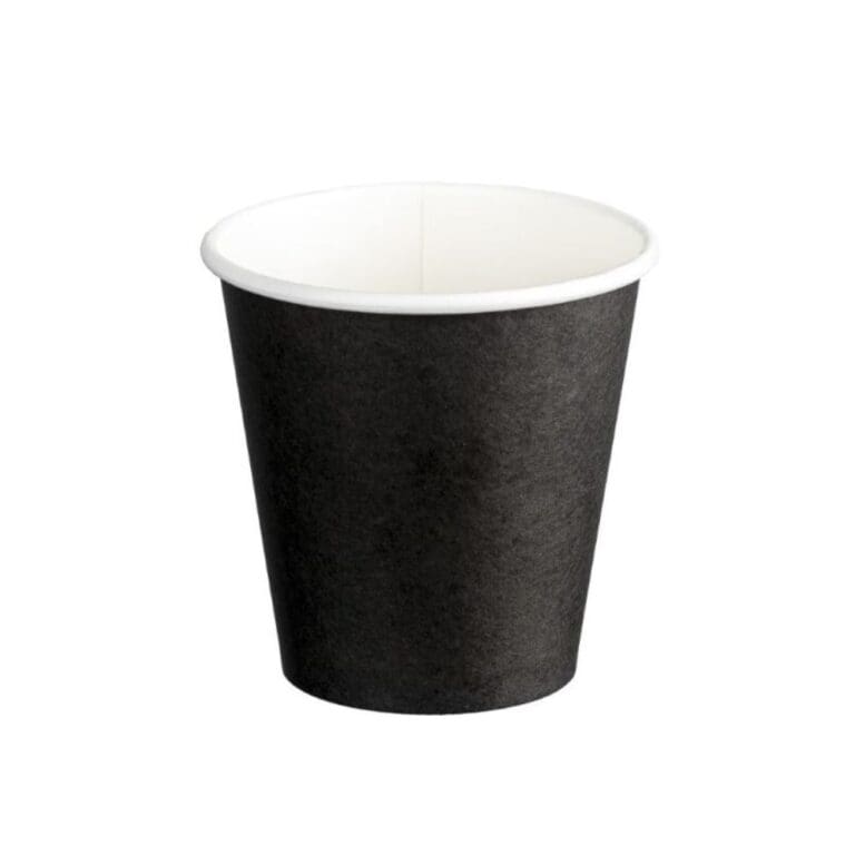 Single Wall PE Paper Cups 230ml (80mm) Black - Carton of 1000 - Kiwi Hygiene Supplies